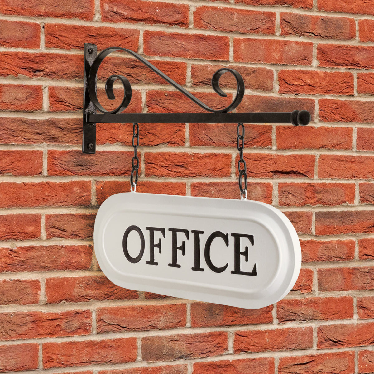 AuldHome Wall-Mounted Metal Office Entrance Sign, Farmhouse Enamelware ...