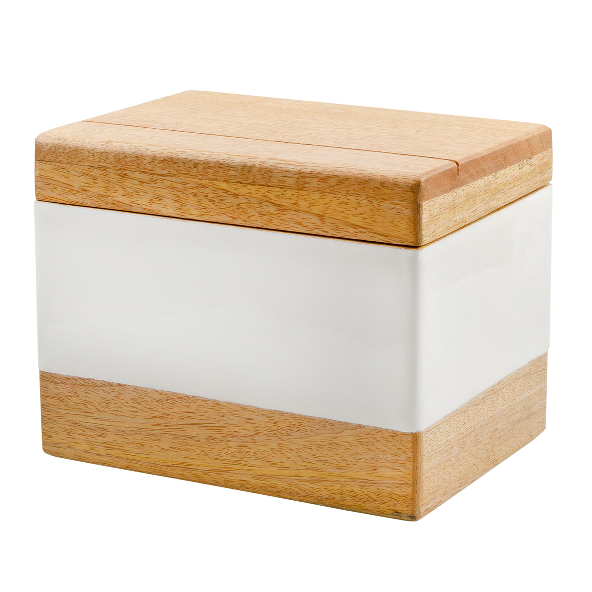 AuldHome Wood Enamel Recipe Box or Set; Boho Farmhouse Style Mango Wood ...